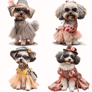 Adorable Fashion Dog Clip Art, Watercolor Sweet Female Pup Illustration ...