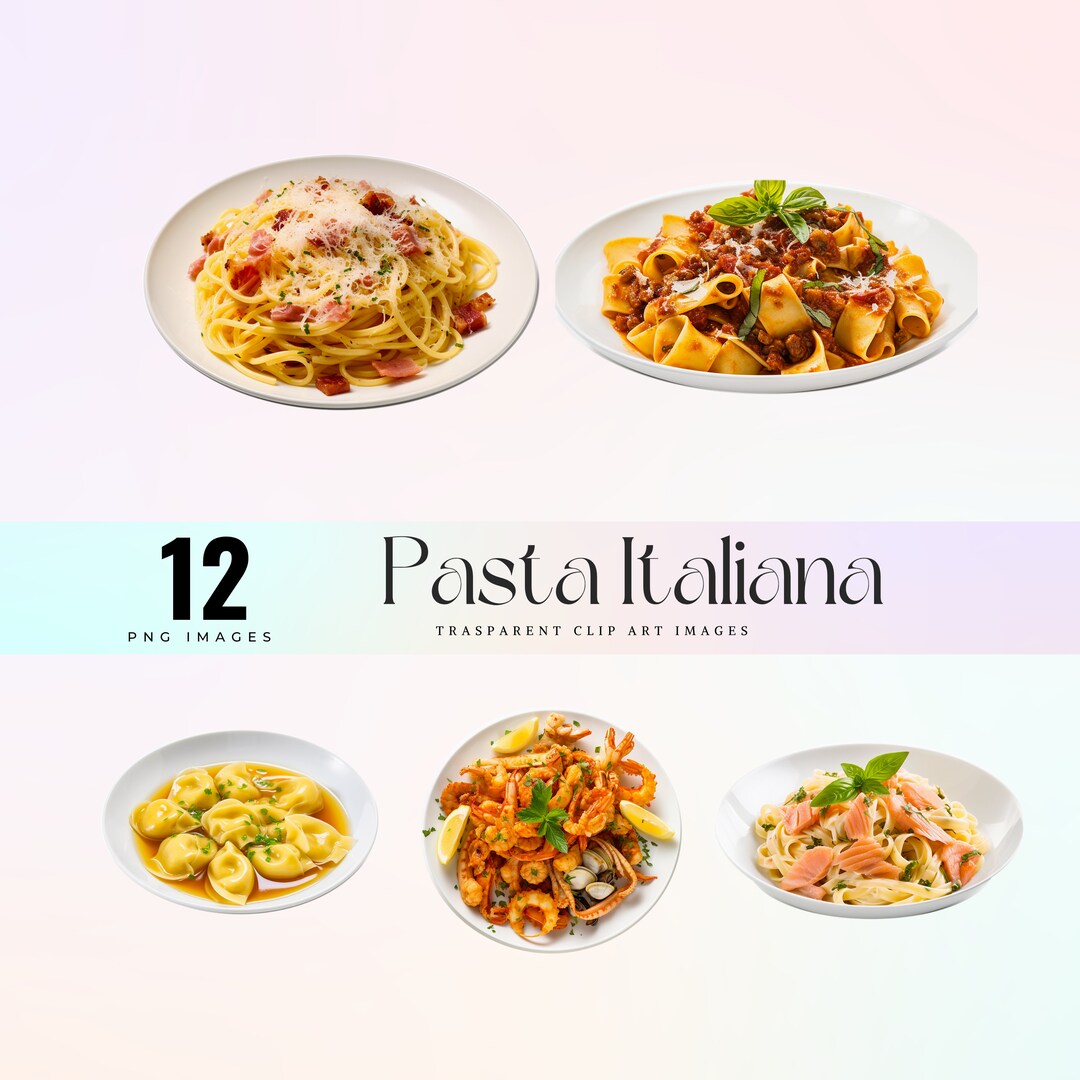 Cute Tasty Italian Pasta Clip Art, Watercolor Delightful Italy Eats ...