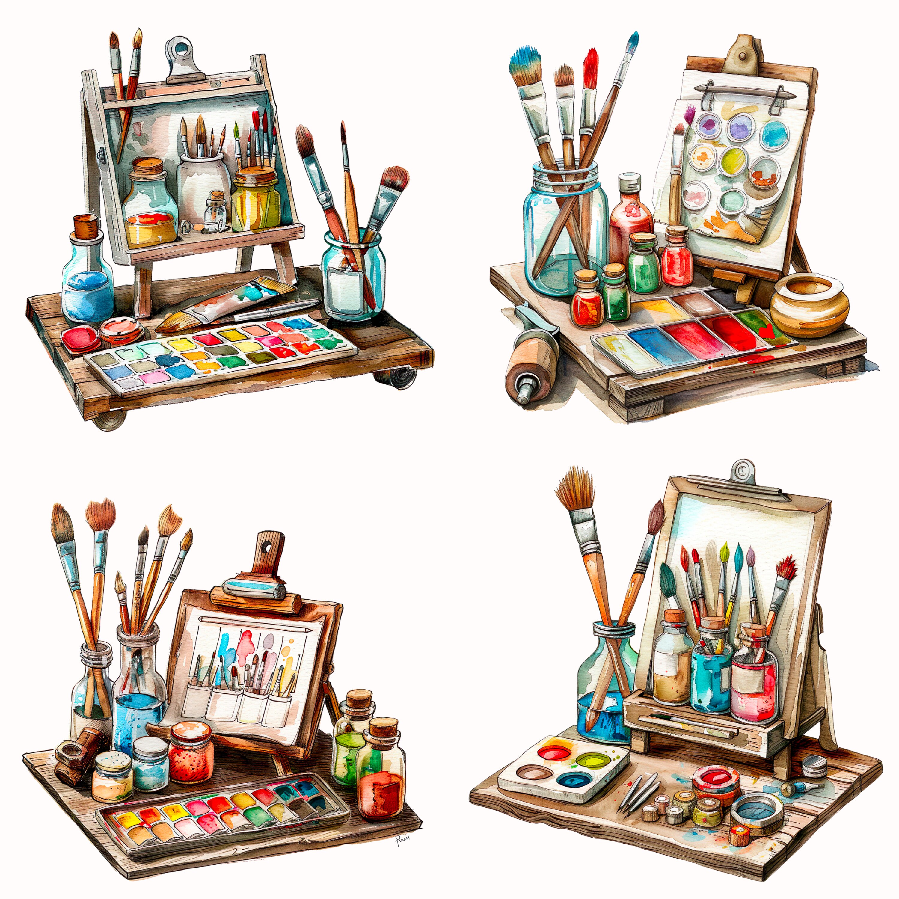 Cute Watercolor Color Palette Clip Art, Lovely Mini Craft Illustration ...