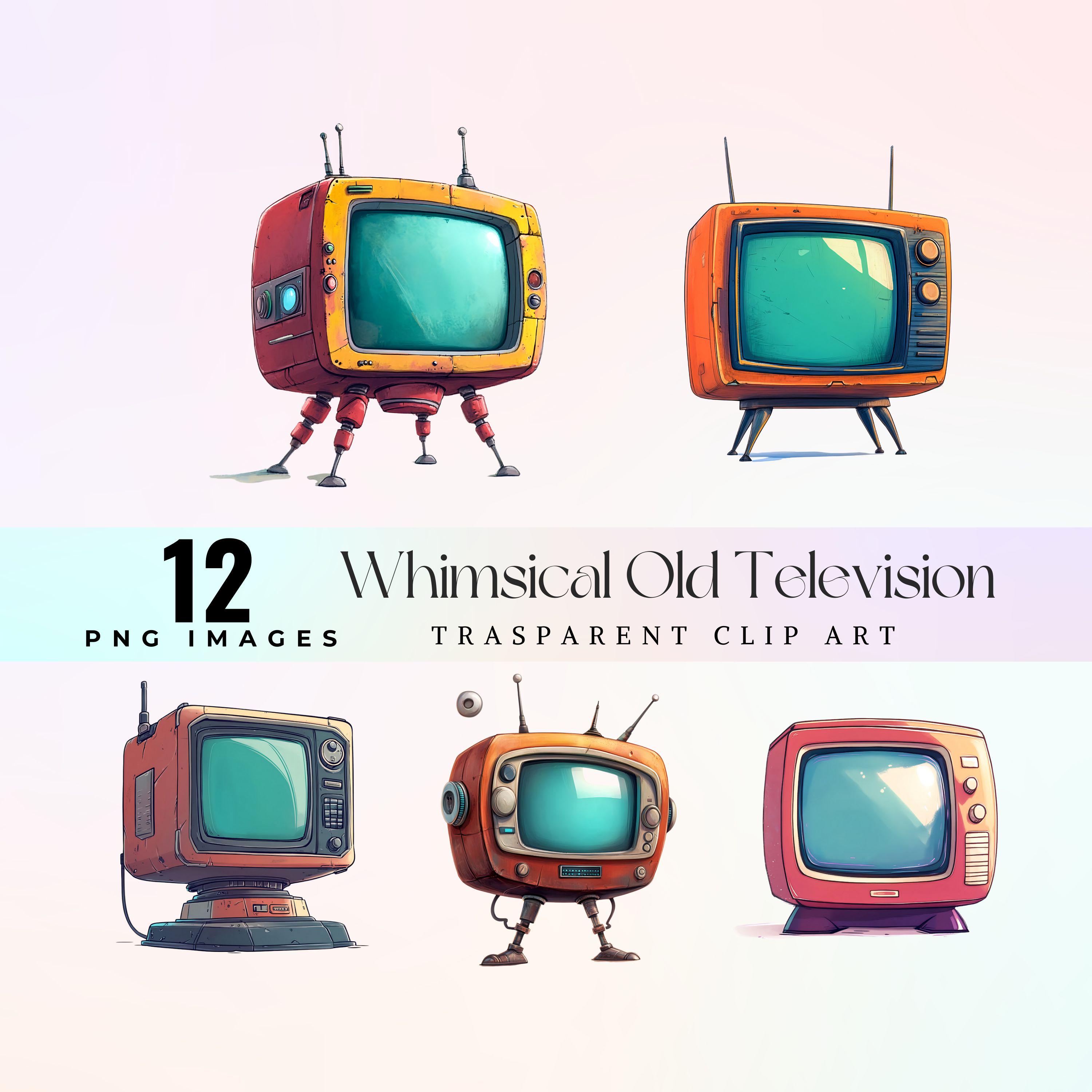 Retro TV Clip Art: Whimsical Sci-fi Television PNG (digital Download ...