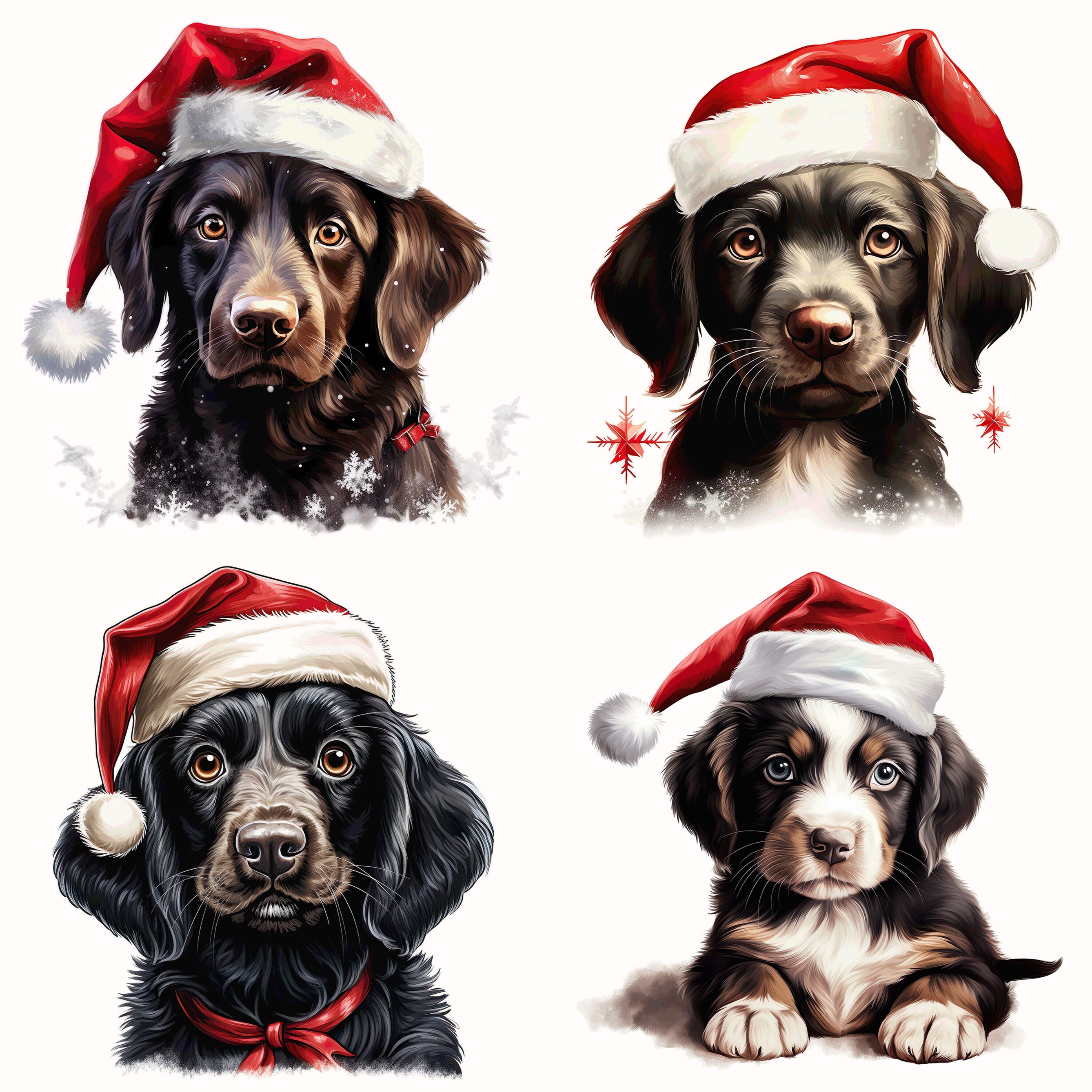 Christmas Dog Clip Art, Watercolor Christmas Pet Portrait PNG, Cute ...