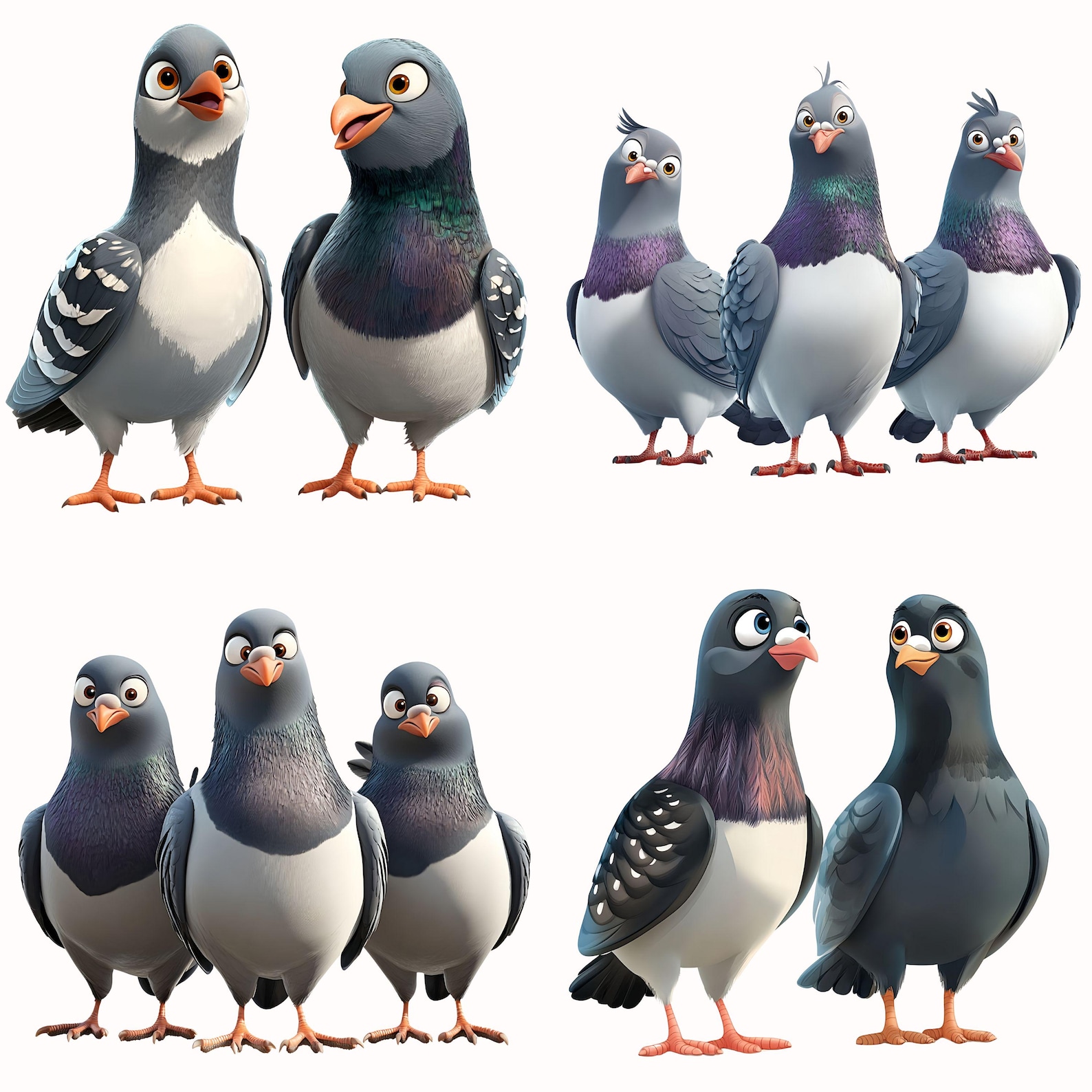 Funny Pigeon Clipart Bundle: Goofy Cartoon Bird PNG (digital Download ...