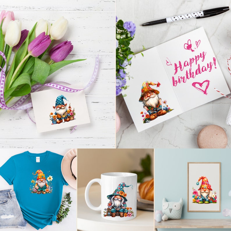 Watercolor Spring Gnomes Clip Art: Floral Elf PNG (digital Download ...