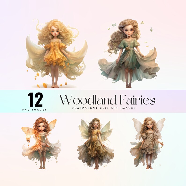 Cute Woodland Fairy Clip Art, Watercolor Tiny Forest Fae Illustration ...