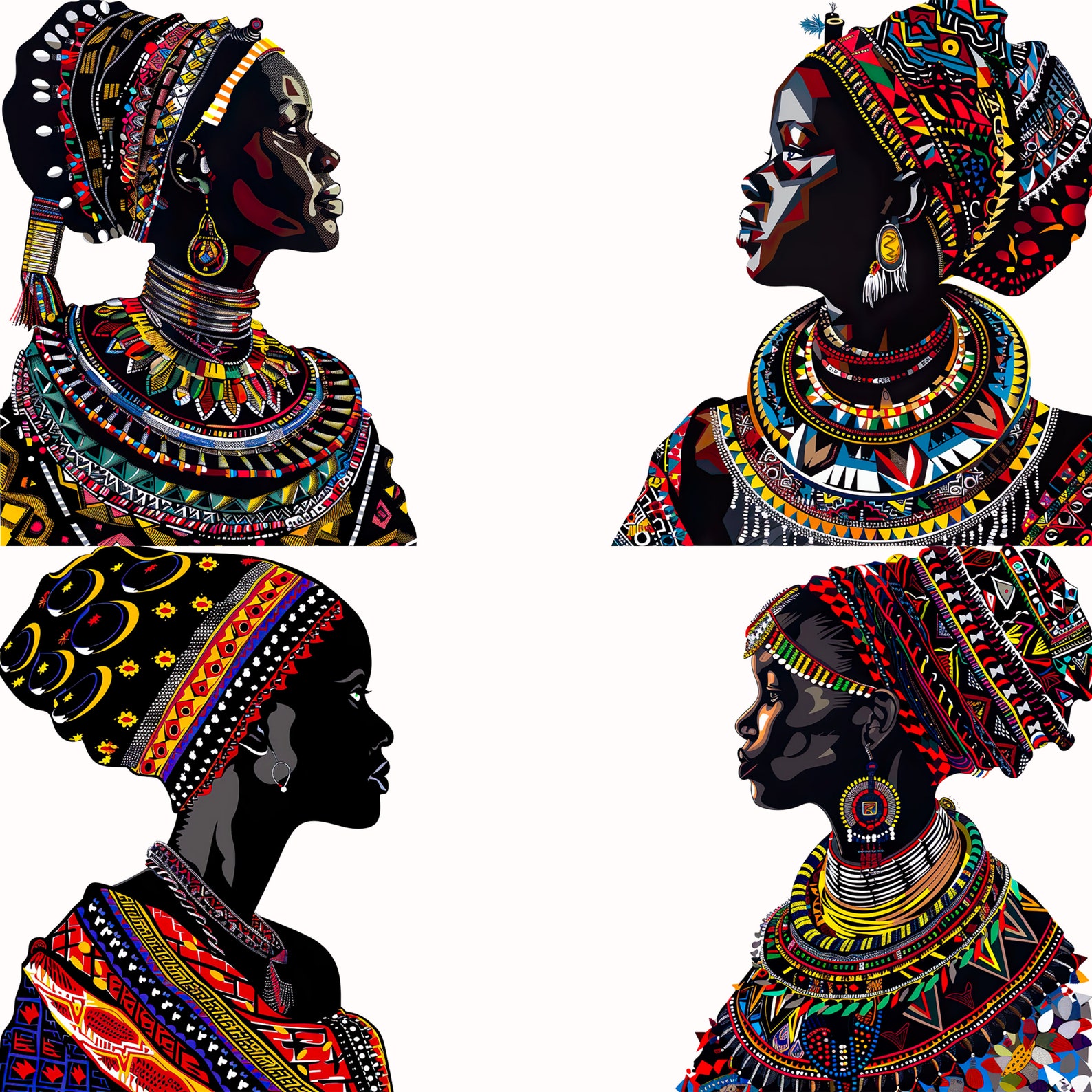 Watercolor Masai Woman Portrait: Kenyan Graphic Art (PNG Digital ...