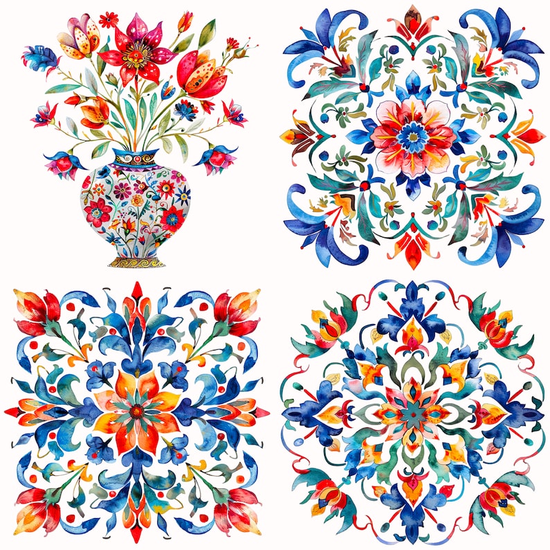 Cute Turkish Art Clip Art, Watercolor Turkic Charm Illustration PNG ...