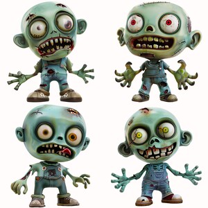 Funny Zombie Cartoon Clip Art, Watercolor Quirky Zombie Laughs ...
