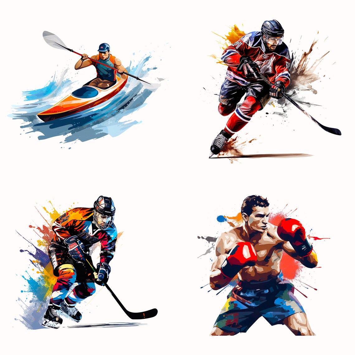 Watercolor Sport Icons Clip Art: Athletic Illustration PNG (300 DPI) - Etsy