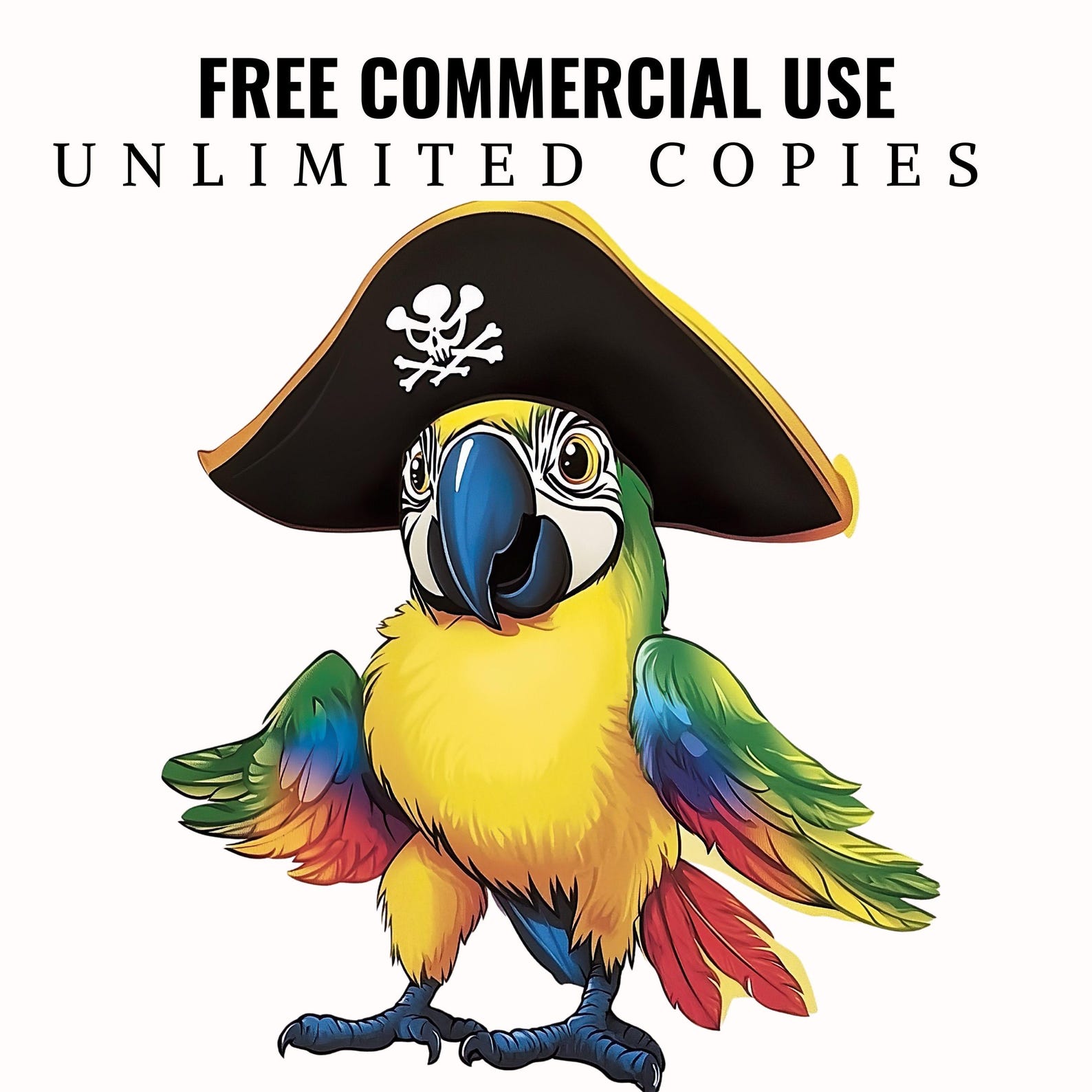 Watercolor Pirate Parrot Clip Art: Colorful Corsair Macaw (PNG Digital ...
