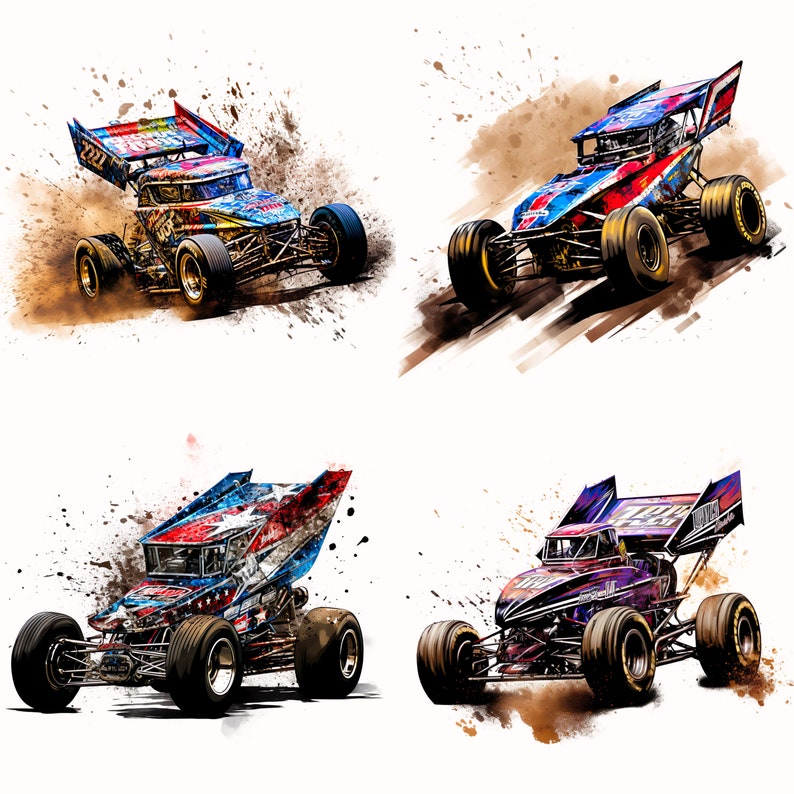 Sprint Cars Race Clip Art, Watercolor Outlaws Race, All-terrain 4X4 ...