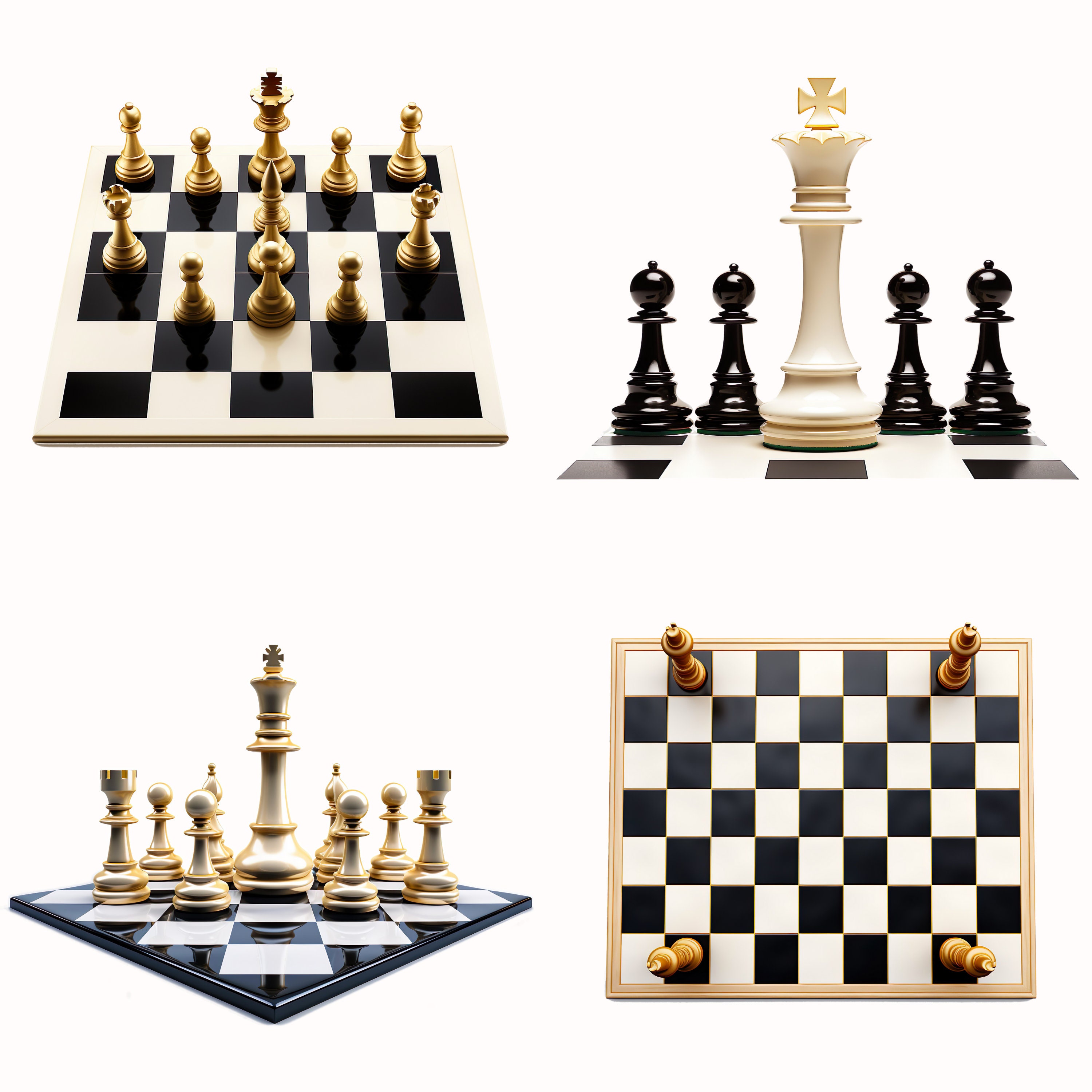 Traditional Chess Game Clip Art, Watercolor White and Black Chess Pawns ...