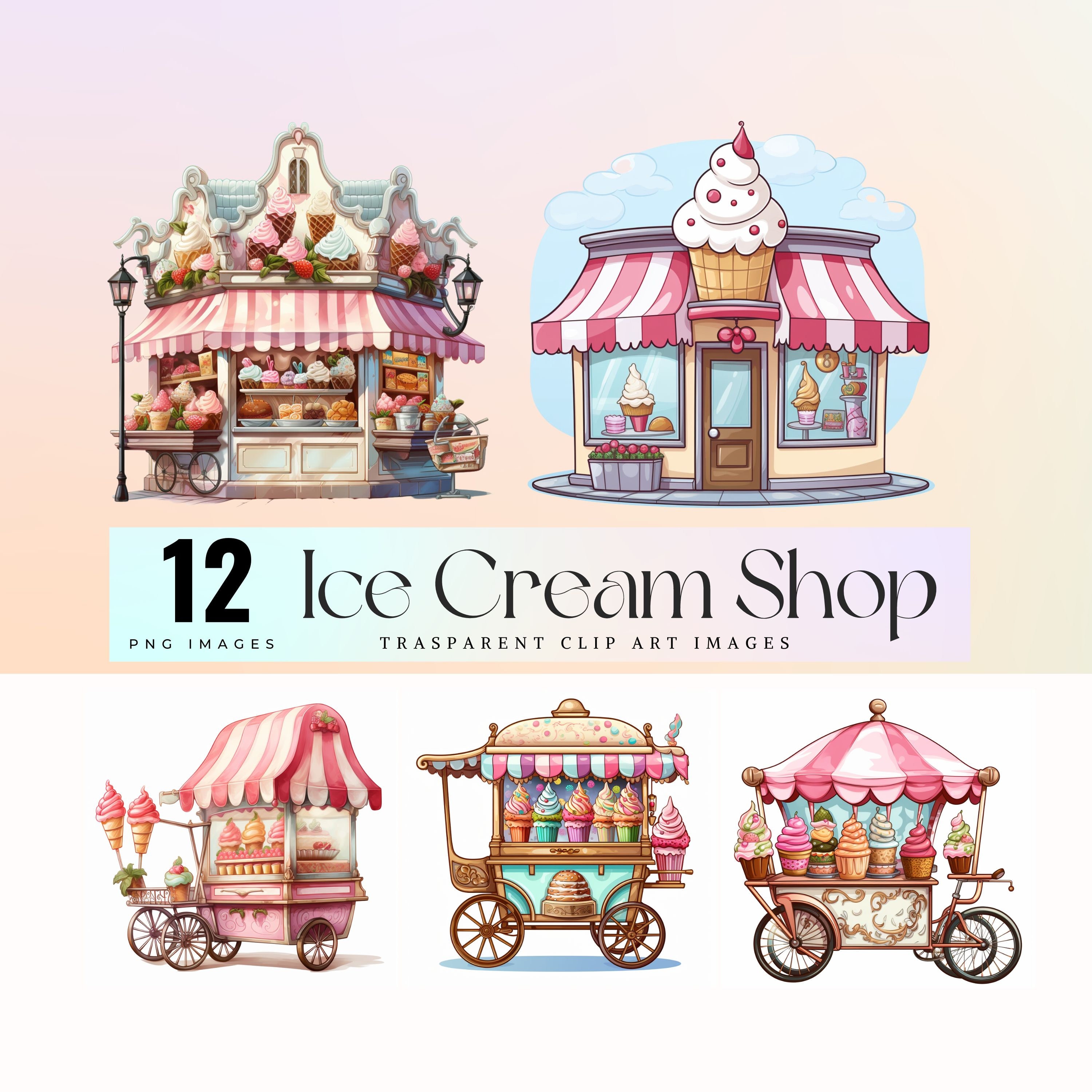 Lovely Ice Cream Shop Clip Art, Graceful Frosty Delight Draw ...