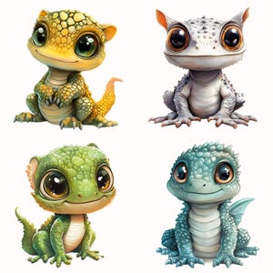 Cute Baby Dragon Clip Art, Adorable Fantasy Wyrm Illustration ...