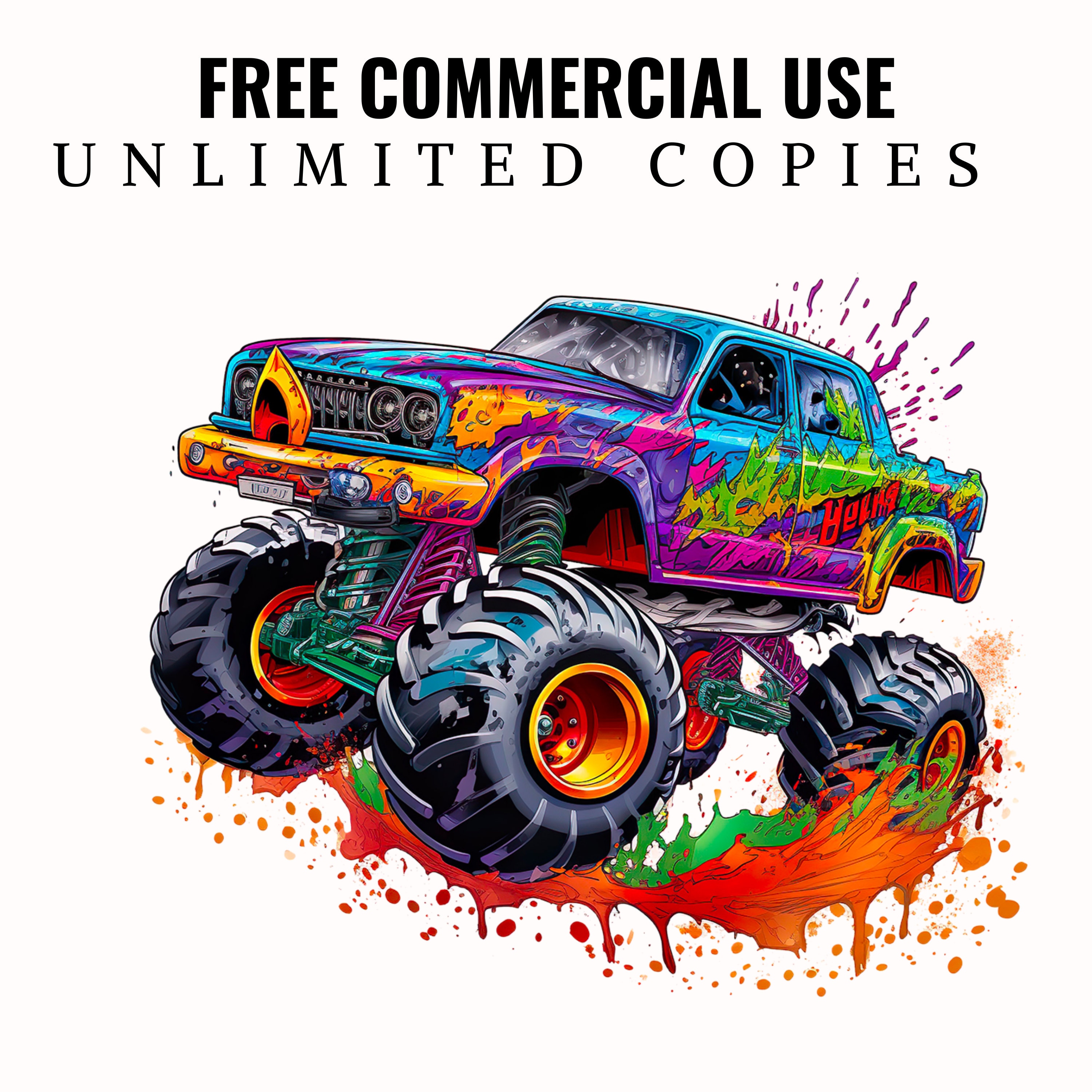 Monster Jam Race Clip Art, Watercolor Monster Jam, All-terrain 4X4 ...