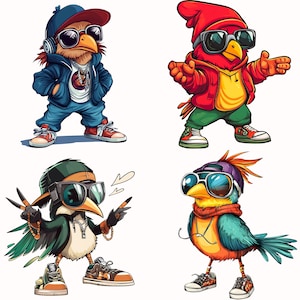 Colorful Hip Hop Bird Clipart, Cool Urban Rapper Bird PNG, Funky ...