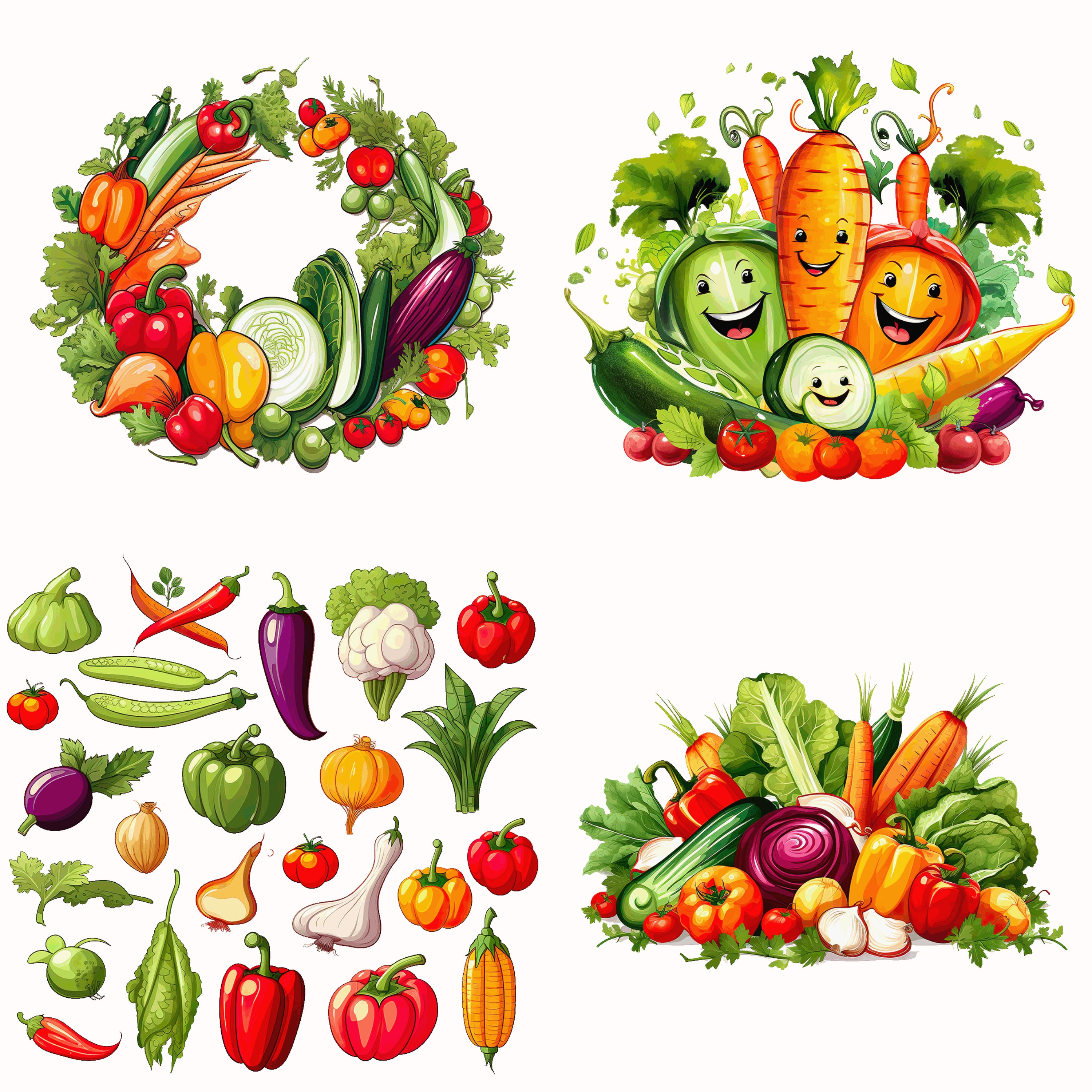 Vegetarian Party Clip Art, Watercolor Veggie Delights Illustration PNG ...