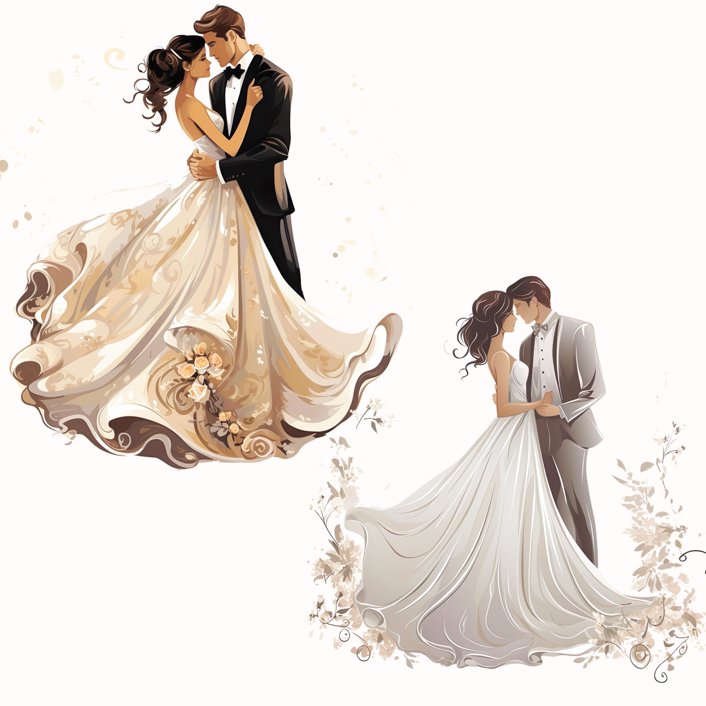 Lovely Wedding Collection Clip Art, Watercolor Romantic Marriage Day ...