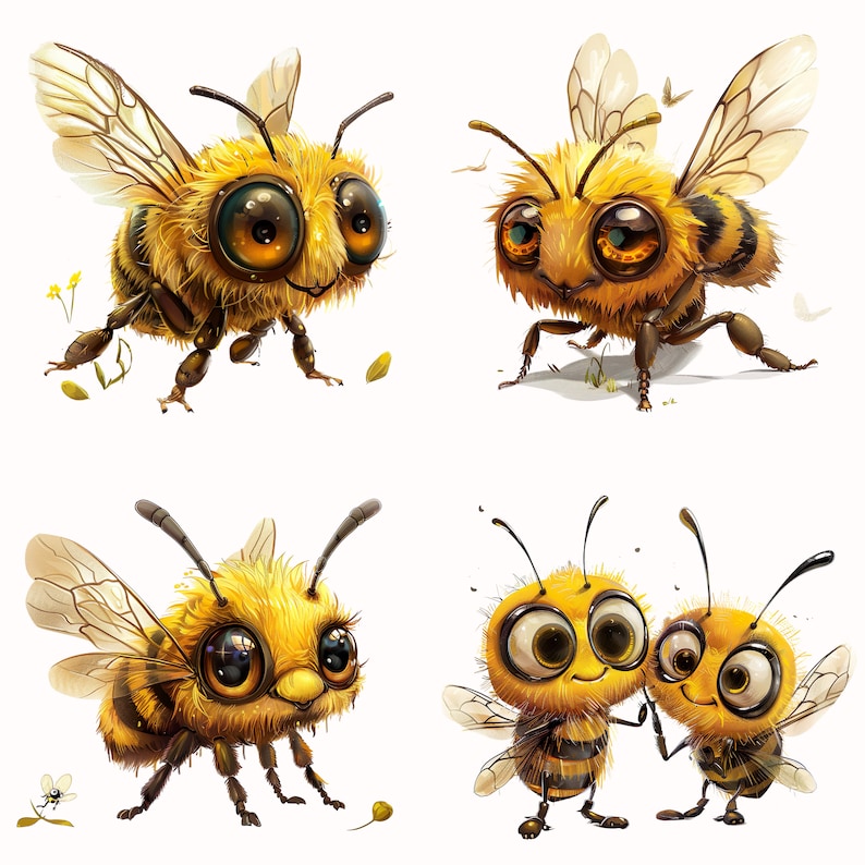 Watercolor Bees Clip Art: Whimsical Buzzy PNG (digital Download) - Etsy