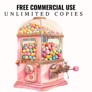 Cute Candy Machine Clip Art, Watercolor Pastel Sweet Snack Illustration ...