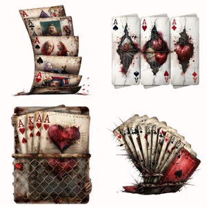 Whimsical Playing Cards Clip Art: Crazy Card Game PNG Graphics (digital ...