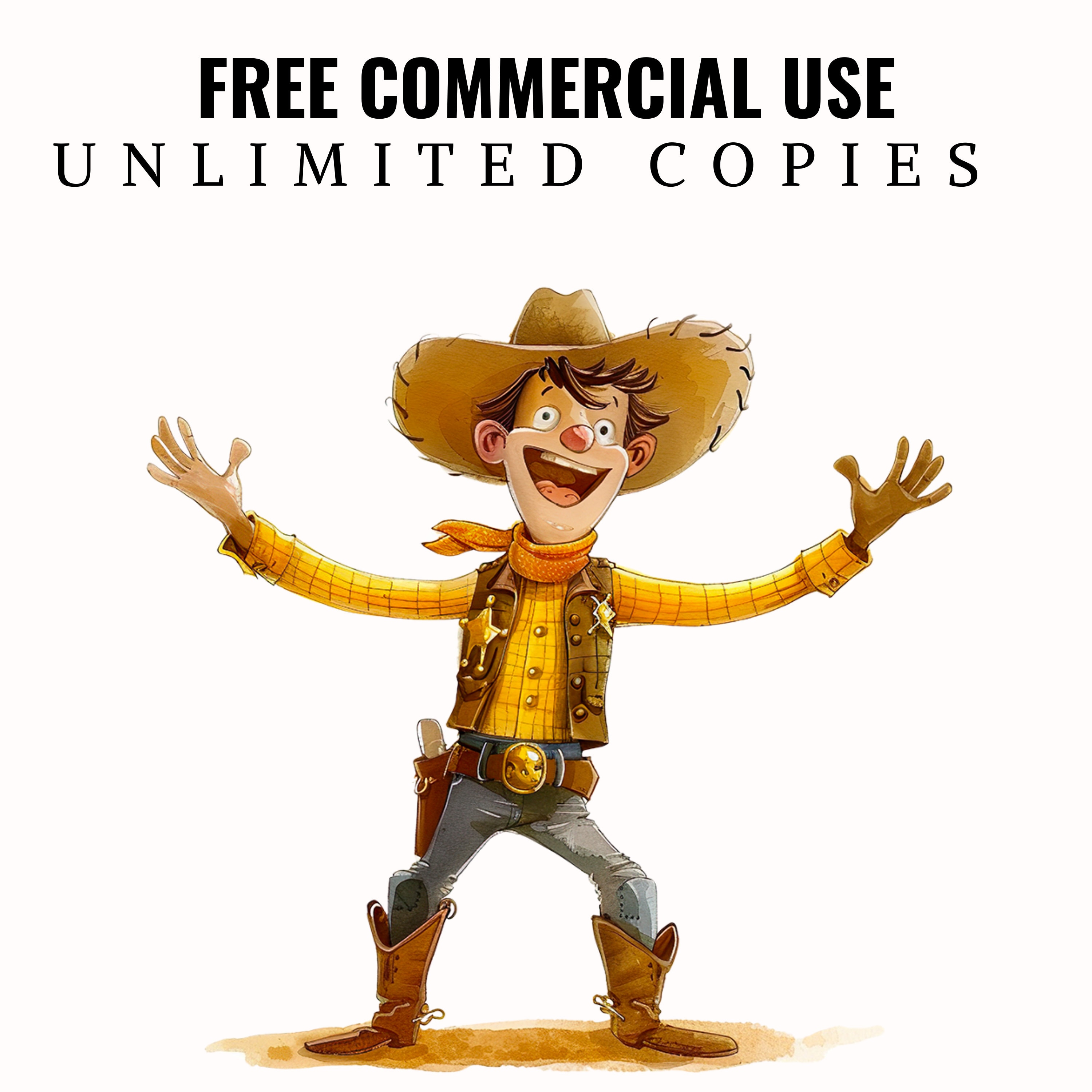 Funny Western Cowboy Clip Art, Watercolor Quirky Cowpoke Illustration ...