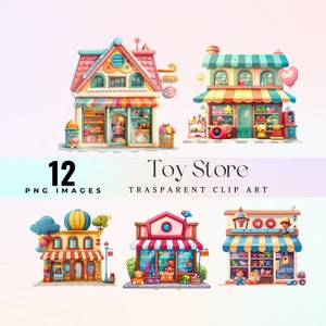 Cute Toy Store Clip Art, Watercolor Sweet Children Shop Illustration ...