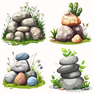 Garden Stone Clip Art, Decorative Rock PNG, Stacked Pebbles ...