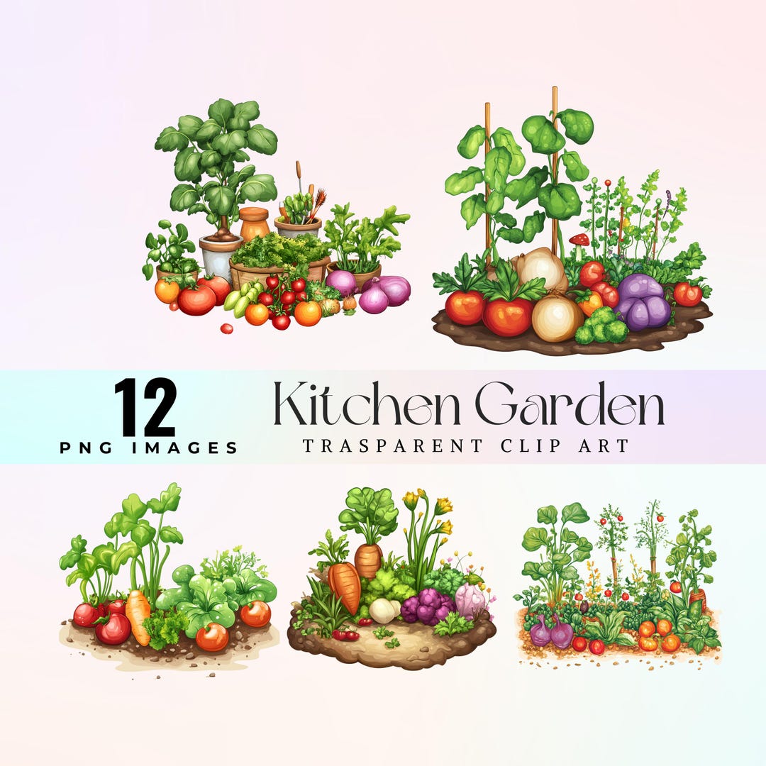 Cute Vegetable Garden Clip Art, Playful Farm Veggies Illustration Png ...
