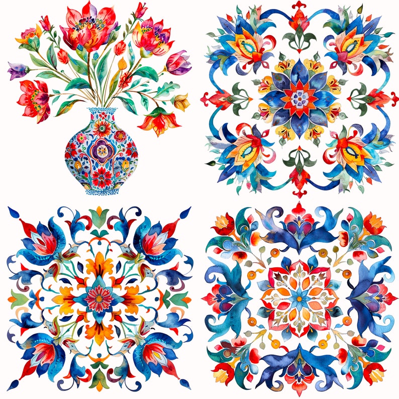 Cute Turkish Art Clip Art, Watercolor Turkic Charm Illustration PNG ...