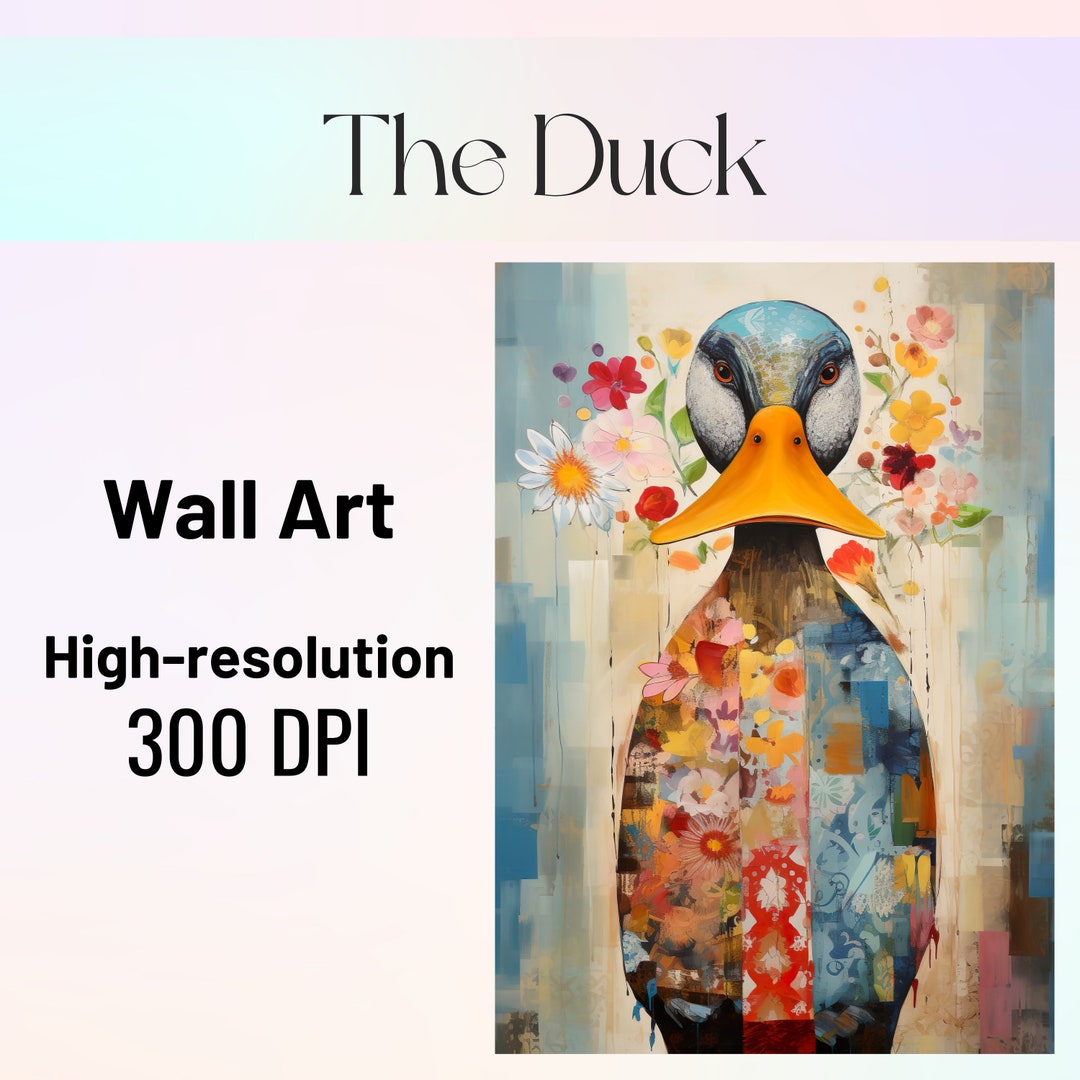 Whimsical Duck Wall Art, Fancy Duck Modern Painting Printable, Modern ...