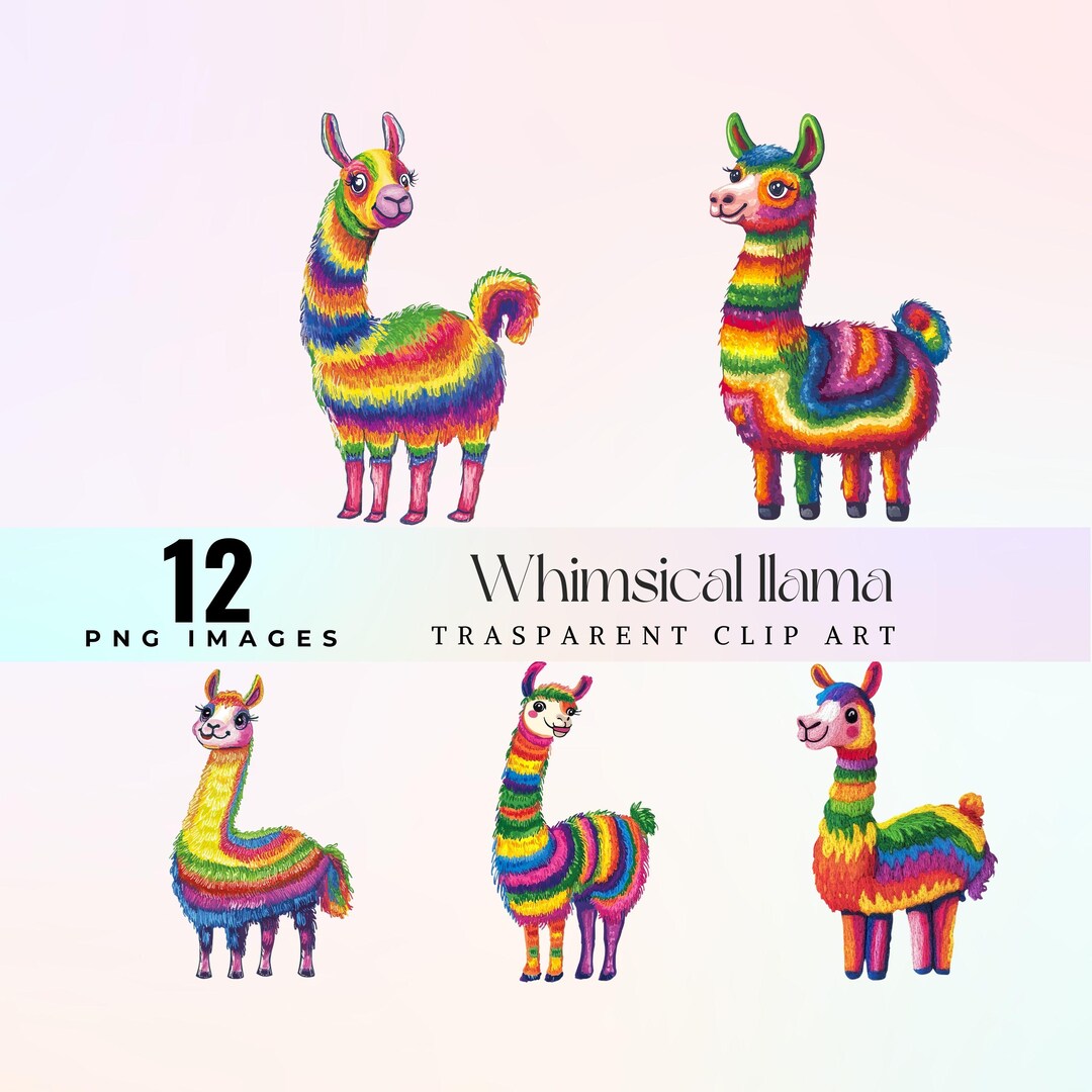 Watercolor Llama Clip Art: Colorful Alpaca PNG (digital Download) - Etsy