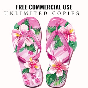 Watercolor Floral Flip Flop Clipart: Sunny Sandals PNG (digital ...