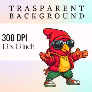 Colorful Hip Hop Bird Clipart, Cool Urban Rapper Bird PNG, Funky ...