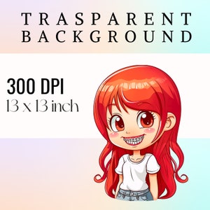 Funny Ortho Brace Kid Faces Clip Art, Watercolor Happy Chibi Children ...