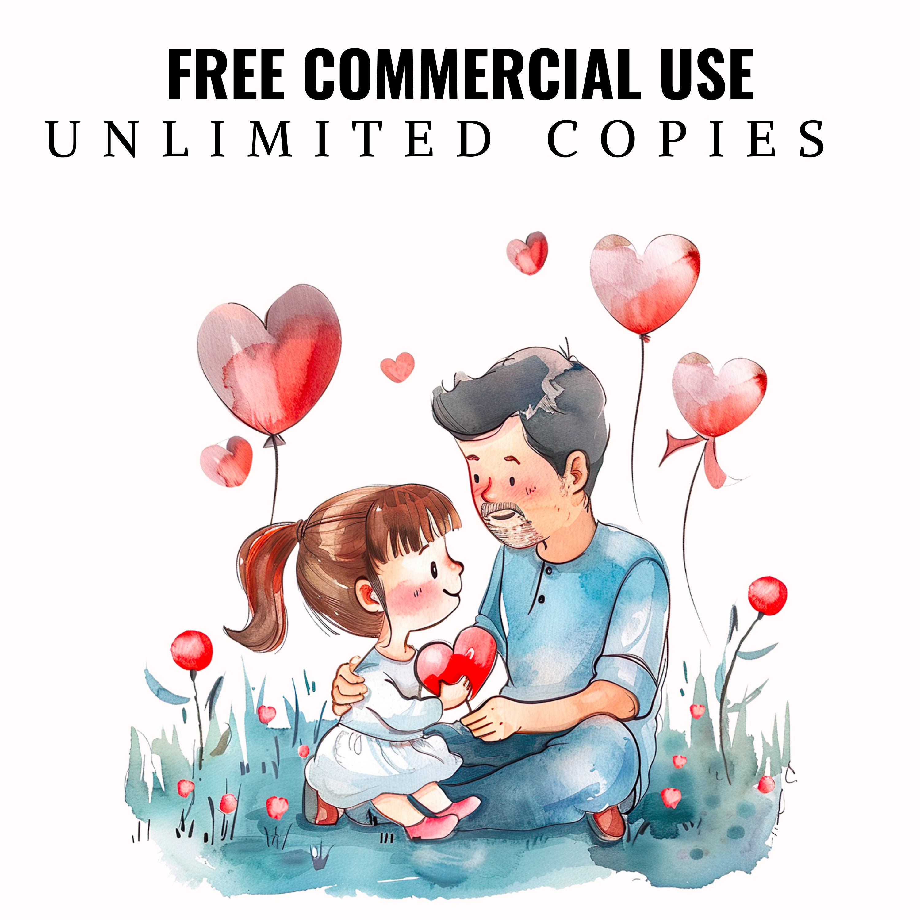 Cute Sweet Father Day Clip Art, Watercolor Lovely Daddy Cuteness ...