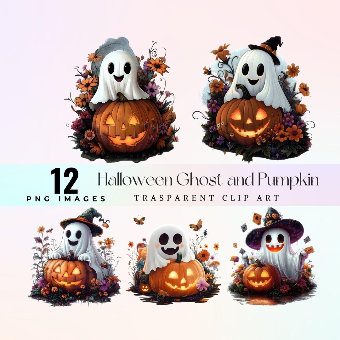 Cute Halloween Ghost Clip Art, Watercolor White Spirit Illustration PNG ...