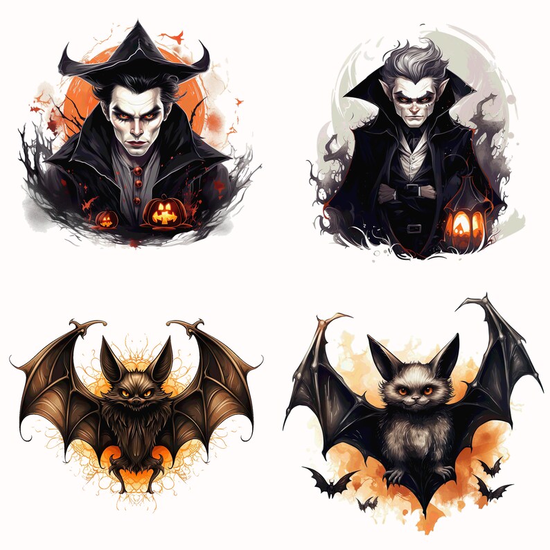 Watercolor Halloween Vampire Clipart, Spooky Dracula PNG (digital ...