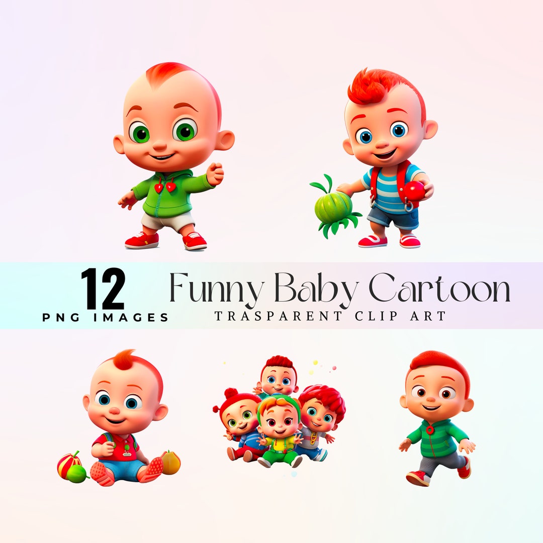 Funny Baby Cartoons Clip Art Jovial Baby Characters Png Nice - Etsy
