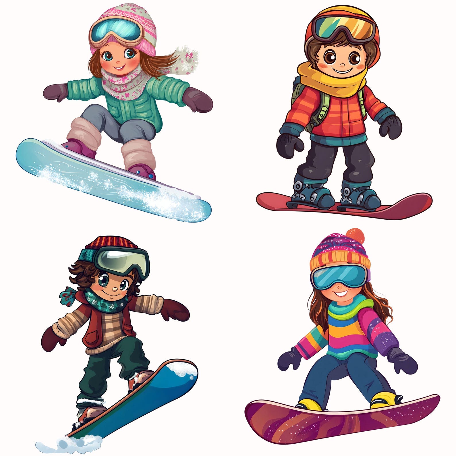 Snowboarding Clip Art, Winter Sports Illustration (PNG) - Etsy