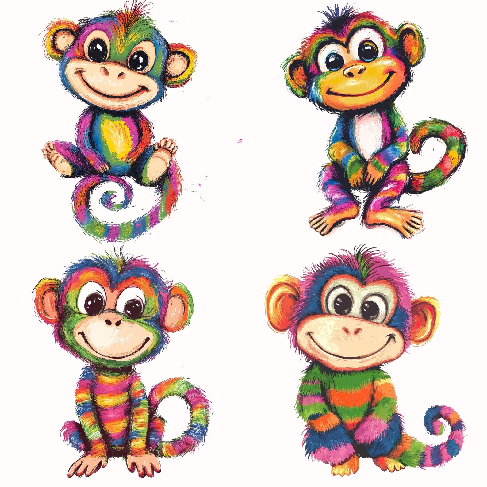 Watercolor Monkey Clipart: Colorful Ape Illustration (PNG) - Etsy