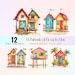 Whimsical Beach Hut Clip Art, Watercolor Quirky Beach Shack ...