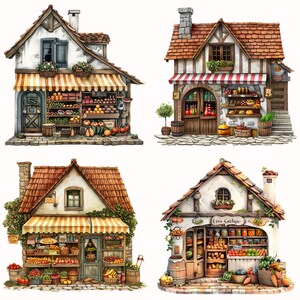 Watercolor Grocery Store Clipart: Mini Market Illustration (PNG Digital ...