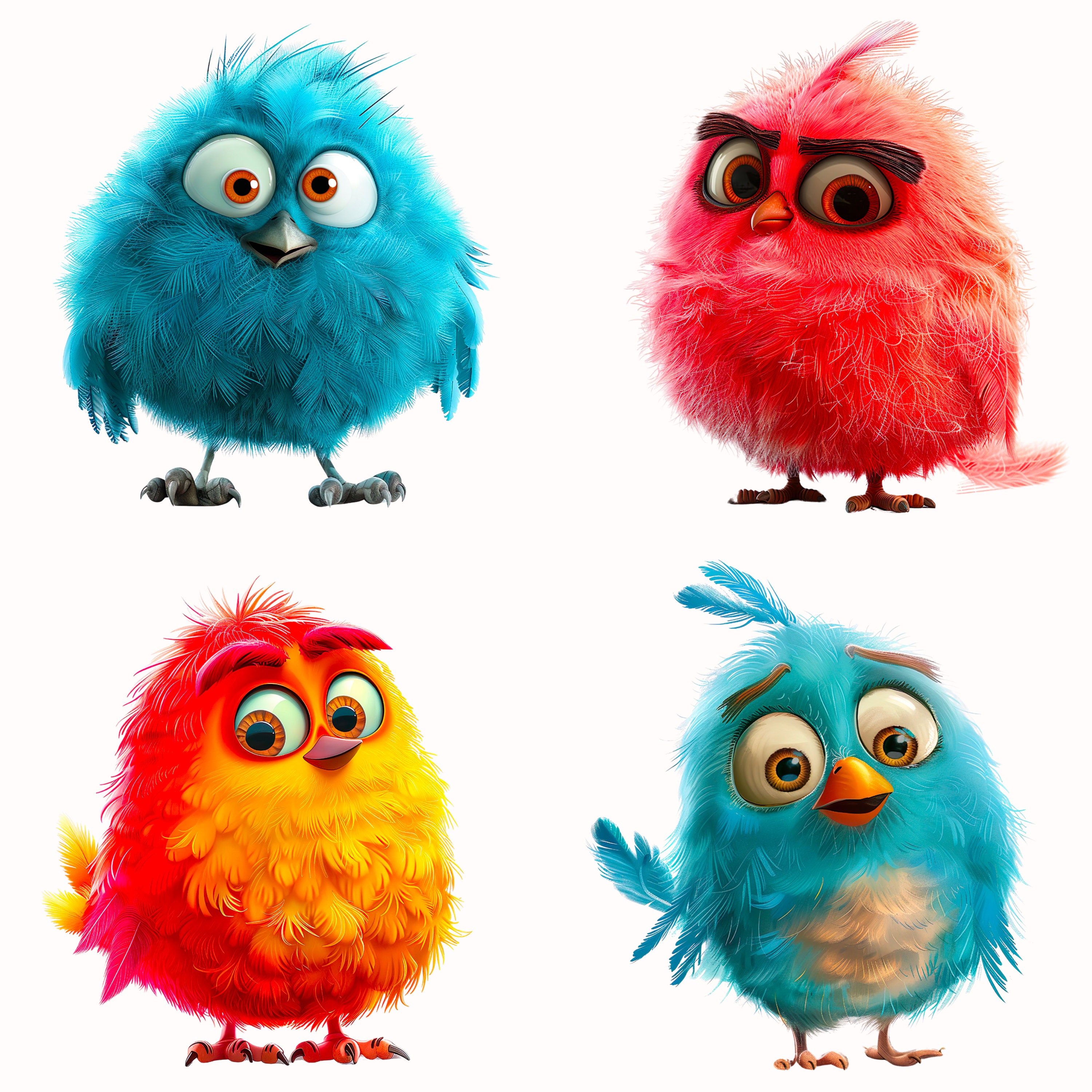 Funny Fluffy Bird Clip Art, Watercolor Amusing Birdies Illustration PNG ...