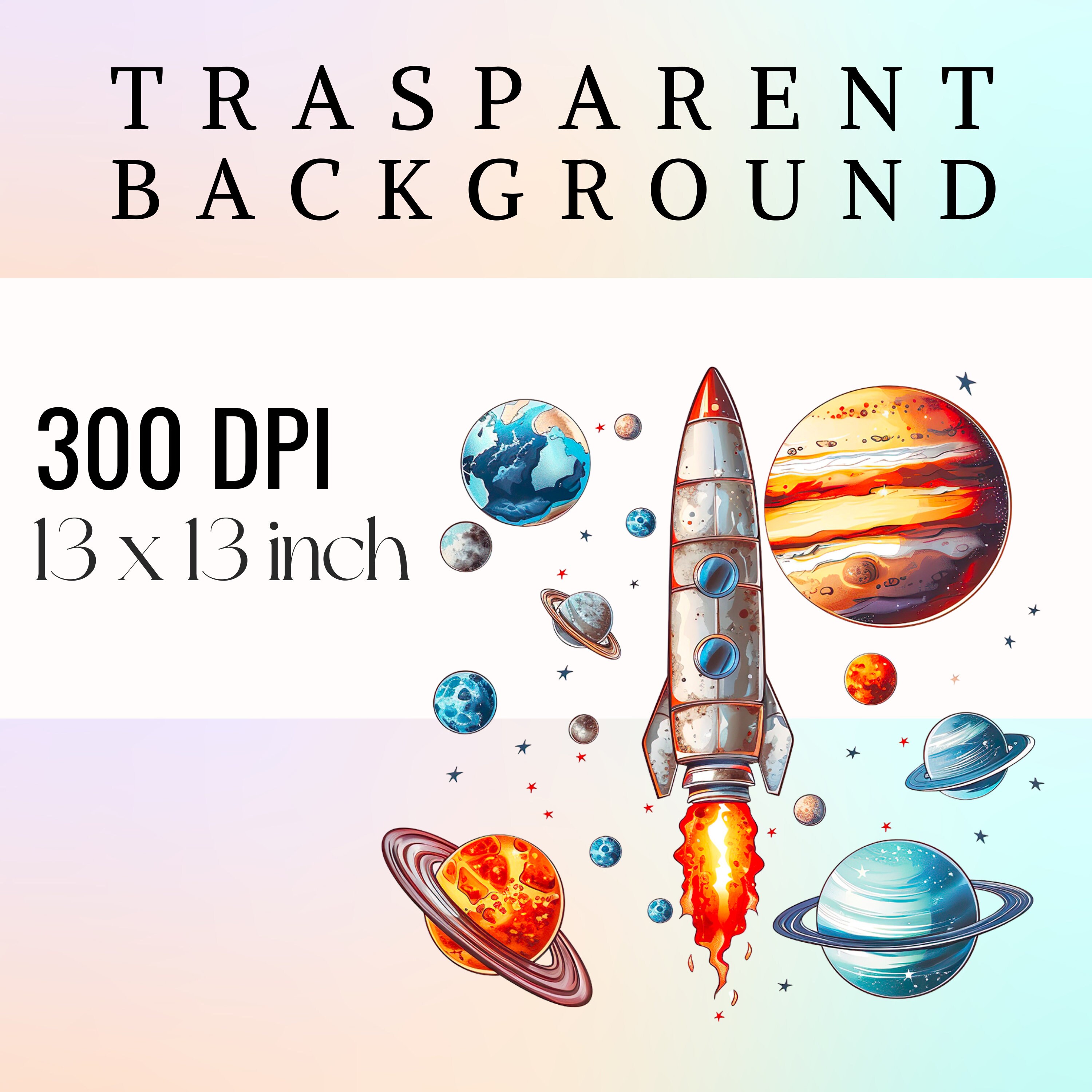 Watercolor Space Rockets Clip Art: Astronauts & Planets (PNG Digital ...