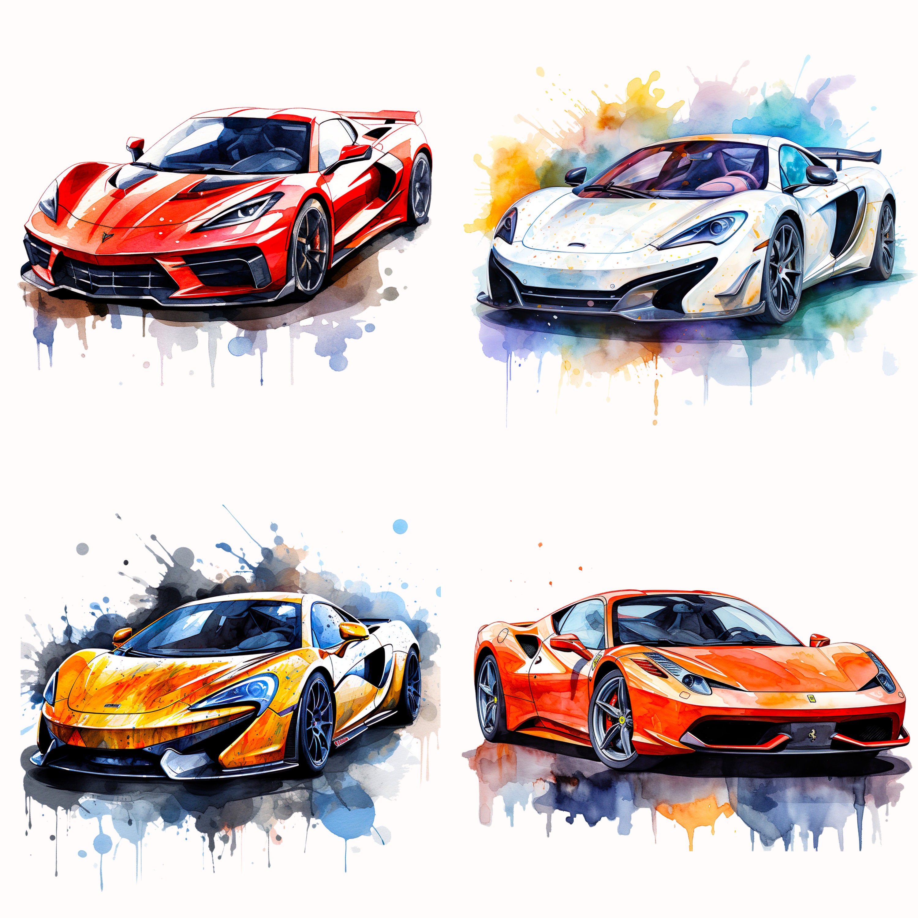 Ultra Fast Supercars Clip Art, Hyper Speed Vehicles Illustration PNG ...