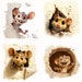 Funny Mice Hidden in the Wall Clip Art, Watercolor Sneaky Mouse ...