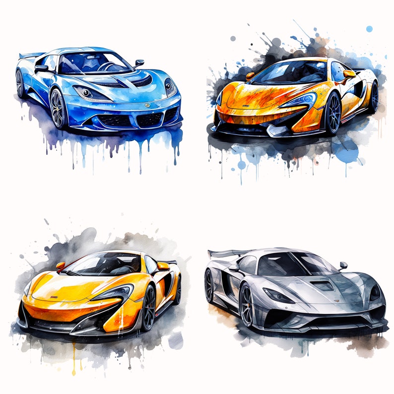 Supercar Clip Art: High-speed Vehicle PNG Graphics (digital Download ...