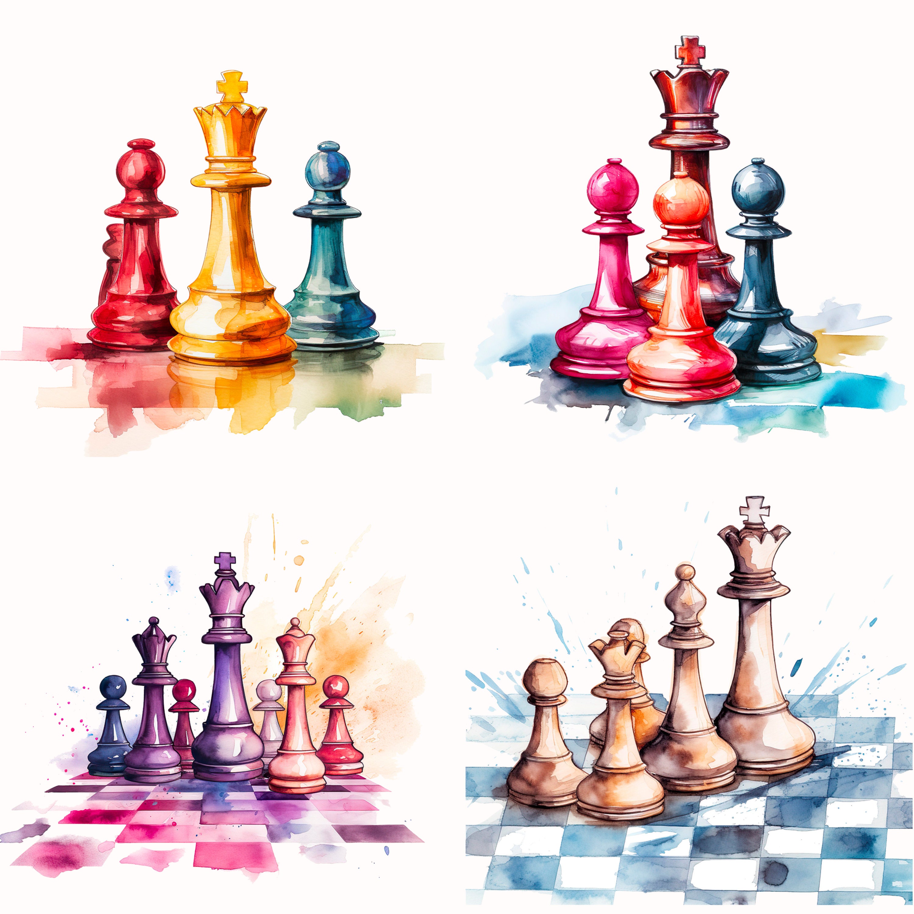Chess Game Clip Art , Watercolor Chess Game Illustration PNG ...