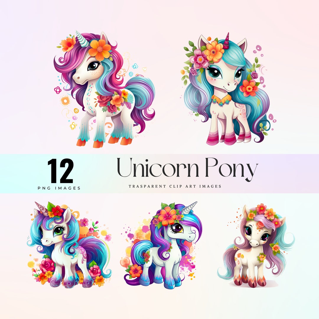 Watercolor Unicorn Clipart: Rainbow Magical Horn PNG (digital Download ...
