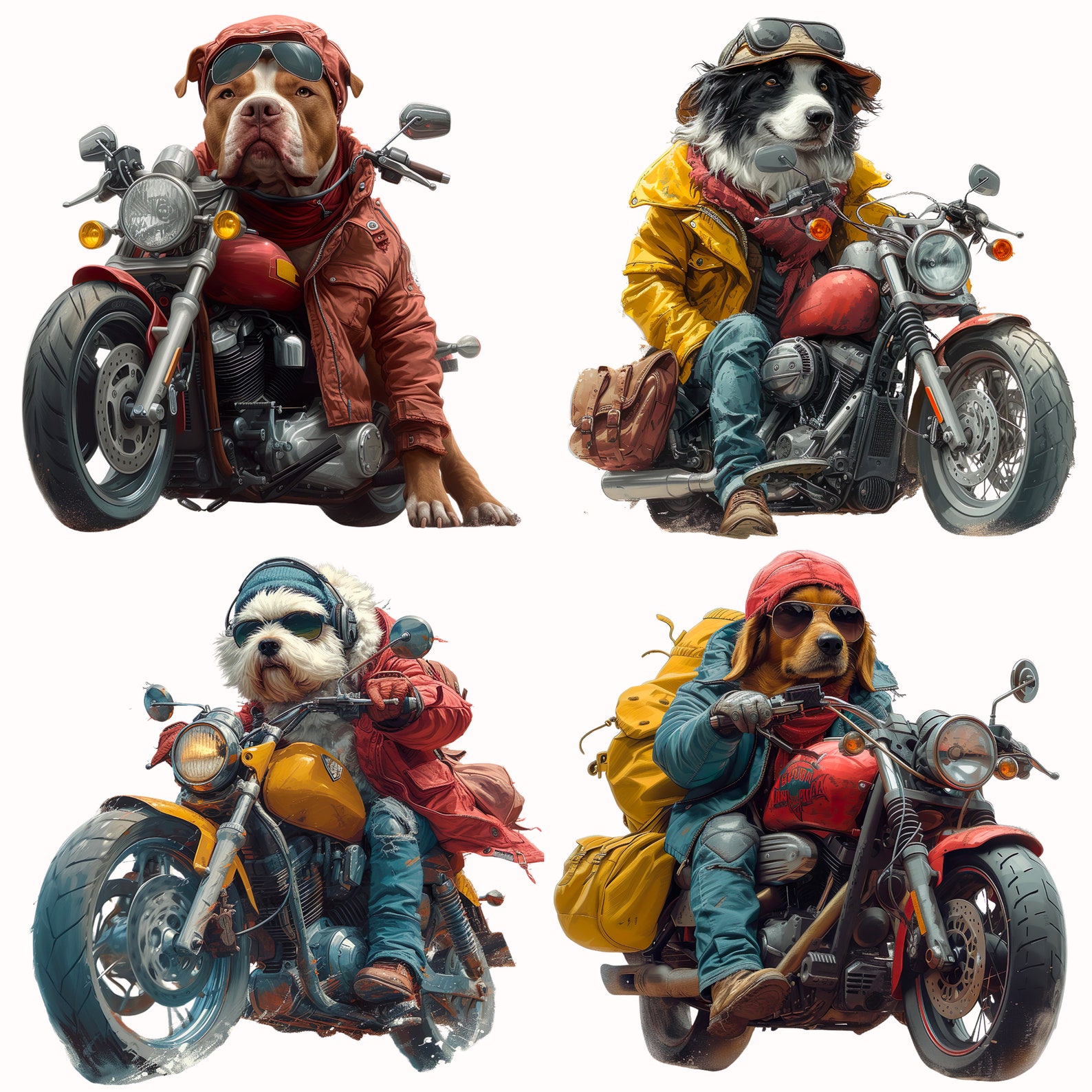 Funny Biker Dog Clip Art, Quirky Rider Illustration PNG, Comic Hound on ...